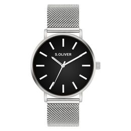 Quarzuhr s.Oliver "Basic Mesh", silberfarben, Armbanduhren, Herren, Quarzuhr, Armbanduhr, Herrenuhr, Edelstahlarmband, analog