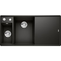 Granitsp&uuml;le Blanco "AXIA III 6 S-F", schwarz, B:50cm H:19cm T:99cm, Verbundwerkstoff, K&uuml;chensp&uuml;len, inklusive gratis Glasschneidebrett und Edelstahl-Schale