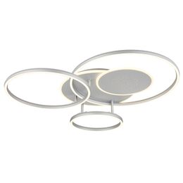 Globo LIGHTING Deckenleuchte "JOHNSON", silberfarben, 1, &Oslash; 51,5cm H: 13cm, 1 Stk., Leuchten, Smarte LED-Deckenleuchte, dimmbar, Fernbedienung, flexibel, Deckenleuchte