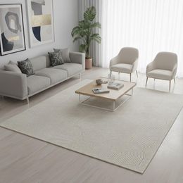 Teppich the carpet "Rio", creme, B:240cm H:8mm L:340cm, Polyester, Teppiche, Teppich, weicher Wohnzimmer Teppich rutschfest 3D-Optik