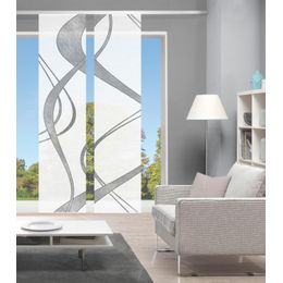 Schiebegardine Vision S "TIBANO 2er SET" Gr. 1, grau (grau, naturfarben), B:60cm H:260cm, Polyester, Gardinen, Bambus-Optik, Digital bedruckt