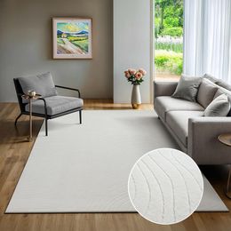 Designteppich the carpet "Rio", creme, B:15cm H:15mm L:160cm, Polyester, Teppiche, Hoch-Tief-Effekt