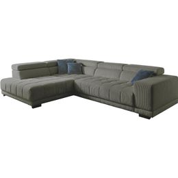 Ecksofa DIE PLANBAR "MP-IN15053 L-Form breiter Schenkel", grau (forest), B:323cm H:75cm T:222cm, 88% Polyester; 12% Polyamid, Sofas, Ecksofa, mit Kopfteilverstellung, wahlweise mit manueller Vorziehbank
