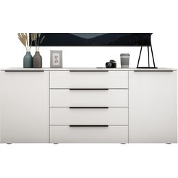borchardt M&ouml;bel Sideboard BORCHARDT M&Ouml;BEL "Tom, moderne Kommode mit dunklen Metallgriffen", wei&szlig; (wei&szlig; matt), B:166cm H:72cm T:35cm, Spanplatte, Sideboards, Sideboard, 166cm, 2 T&uuml;ren 4 Schubf&auml;cher, variable Einlegeb&ouml;den, viel Stauraum