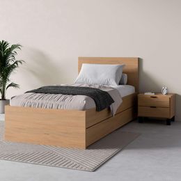 Bett VOX "SIMPLE, sehr strapazierf&auml;hig, hydraulischer Bettkasten oder Schublade", eiche, eiche, B:95,3cm H:129,4cm L:205,6cm, Betten, Bett, extrem hohe Belastbarkeit, robust und stilvoll, made in EU