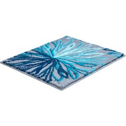 Badematte Grund "Art", blau (t&uuml;rkis, grau), H:20mm, Polyacryl, Badematten, Badematte, florales Muster, elegante Badematte