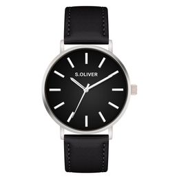 Quarzuhr s.Oliver "Basic Leather", schwarz, Armbanduhren, Herren, Quarzuhr, Armbanduhr, Herrenuhr, analog