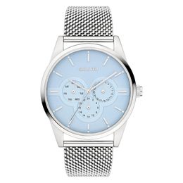Multifunktionsuhr s.Oliver "Round Basic", silberfarben, hellblau, Armbanduhren, Herren, Quarzuhr, Armbanduhr, Herrenuhr, Edelstahlarmband, analog