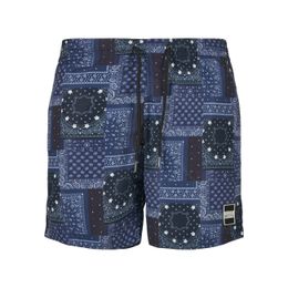 Badeshorts Urban Classics "Urban Classics Herren Pattern Swim Shorts", Herren, Gr. M, US-Gr&ouml;&szlig;en, navy bandana aop, 100% Polyester, Badehosen Badeshorts