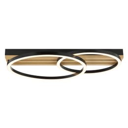 Brilliant LED Deckenleuchte "Calma", schwarz, natur, 1, H: 8cm, 1 Stk., Leuchten, 3000 K, dimmbar, Holz/Metall, schwarz, LED Deckenleuchte