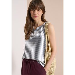 Tr&auml;gertop Cecil, Damen, Gr. XL (44), universal blau, Web, 100% Baumwolle, gestreift, comfort fit normal, Rundhals, abgesteppt, Tops Tr&auml;gertop, aus reiner Baumwolle