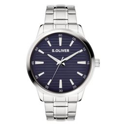 Quarzuhr s.Oliver "Core Round", silberfarben, blau, Armbanduhren, Herren, Quarzuhr, Armbanduhr, Herrenuhr, Edelstahlarmband, analog