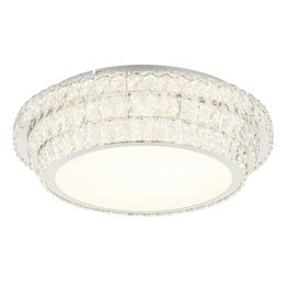 Globo LIGHTING Deckenleuchte "KLARA", verchromt, 1, &Oslash; 60cm H: 15,5cm, 1 Stk., Leuchten, LED Kristall Deckenleuchte f&uuml;r Wohnzimmer, Deckenleuchte
