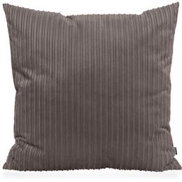 HOCK Dekokissen H.O.C.K. "Precious Cord", grau (braun, schlamm, taupe, unifarben), B:70cm H:10cm L:70cm, Polyester, Dekokissen_Sitzkissen_Kissenh&uuml;llen, leicht schimmernde unterschiedlich gro&szlig;e L&auml;ngsstreifen im Retro Style