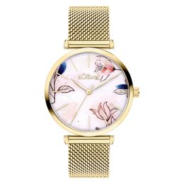 Quarzuhr s.Oliver "Soft Connection", goldfarben, Armbanduhren, Damen, Quarzuhr, Armbanduhr, Damenuhr, Edelstahlarmband, analog