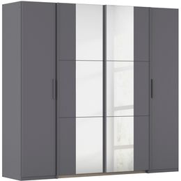 Schwebet&uuml;renschrank Rauch "Kleiderschrank Dreht&uuml;renschrank Schrank Garderobe KRONACH", grau (graumetallic, griffleisten grau, mit 2 spiegel), B:225cm H:210cm T:59cm, Holzwerkstoff, Schr&auml;nke, Schwebet&uuml;renschrank, Kombischrank optional mit 1 oder 2 Spiegel viele B&ouml;den MADE IN GERMANY