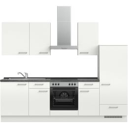 K&uuml;chenzeile Nobilia "Laser I", NEU: individuell anpassbar mit gratis Profi-Beratung", wei&szlig; (k&uuml;che: wei&szlig;, korpus: alpinwei&szlig;, arbeitsplatte: schwarzbeton nachbildung), B:270,3cm H:216,6cm T:60cm, Komplettk&uuml;chen-Sets, K&uuml;chenzeile, vormontiert, 270 cm breit, optional mit verschiedenen E‑Ger&auml;te-Sets
