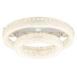 Globo LIGHTING Deckenleuchte "LAUREL", verchromt, 1, &Oslash; 60cm H: 19,5cm, 1 Stk., Leuchten, LED Deckenleuchte verchromt mit Kristallen, dimmbar, elegant, Deckenleuchte