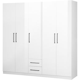 Kleiderschrank OTTO HOME "Sylt Schlafzimmerschrank Garderobe Schrank in hochglanz wei&szlig;", wei&szlig;, B:200cm H:200cm T:52cm, FSC-zertifizierter Holzwerkstoff, Schr&auml;nke, Kleiderschrank, Dreht&uuml;renschrank mit perfekter Innenausstattung, Breite 200cm