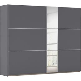 Schwebet&uuml;renschrank Rauch "Kleiderschrank Schrank Garderobe ASTANA", graumetallic, B:261cm H:210cm T:59cm, Holzwerkstoff, Schr&auml;nke, Schwebet&uuml;renschrank, mit 3 Spiegelelementen, Metallgriffleisten alufarbig MADE IN GERMANY