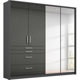 Dreht&uuml;renschrank Rauch "Kleiderschrank Schrank Garderobe Garderobenschrank HOMBURG", grau (graumetallic, hochglanz effektgrau), B:181cm H:197cm T:54cm, Holzwerkstoff, Schr&auml;nke, Dreht&uuml;renschrank, inkl. Passepartout, oberer Schubkasten mit Einteilung MADE IN GERMANY
