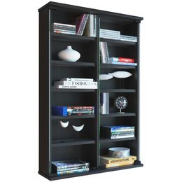 Media-Regal Vcm "Holz CD DVD Wandregal Schrank Zuntisa Glast&uuml;r", schwarz, B:60cm T:18cm, Regale