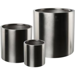 &Uuml;bertopf CREATIV HOME "&Uuml;bertopf", silber, H:40cm &Oslash;:40cm, Edelstahl, Pflanzgef&auml;&szlig;e, im minimalistischen Design