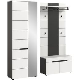 Garderoben-Set Home Affaire "REHAT, TOPSELLER, 3-teilig, Breite 160 cm, individuell erweiterbar", basalt grau, wei&szlig;, FSC-zertifizierter Holzwerkstoff, Kastenm&ouml;bel-Sets, Garderobenkombination, Kombination, Set, Flurgarderobe, Diele