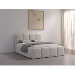 Polsterbett Home Affaire "LHUBERT wahlweise mit/ohne Bettkasten, Breite Liegefl&auml;che 160/180 cm", hellbeige, B:196cm H:117cm L:238cm, 100% Polyester, Betten, Polsterbett, Stauraumbett, Doppelbet mit Kopfteil, ohne Matratze