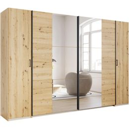Schwebet&uuml;renschrank Rauch "Kleiderschrank Dreht&uuml;renschrank Schrank Garderobe KRONACH", eiche artisan, griffleisten grau, mit 2 spiegel, B:311cm H:210cm T:59cm, Holzwerkstoff, Schr&auml;nke, Schwebet&uuml;renschrank, Kombischrank optional mit 1 oder 2 Spiegel viele B&ouml;den MADE IN GERMANY