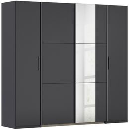 Schwebet&uuml;renschrank Rauch "Kleiderschrank Dreht&uuml;renschrank Schrank Garderobe KRONACH", graumetallic, griffleisten grau, mit 1 spiegel, B:225cm H:210cm T:59cm, Holzwerkstoff, Schr&auml;nke, Schwebet&uuml;renschrank, Kombischrank optional mit 1 oder 2 Spiegel viele B&ouml;den MADE IN GERMANY