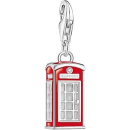 Charm-Einh&auml;nger Thomas Sabo "rotes LONDON Telefonh&auml;uschen", rot (silberfarben, rot, wei&szlig;, wei&szlig;), Charms, Damen, Silber 925 (recycelt), mit Zirkonia (synth.)