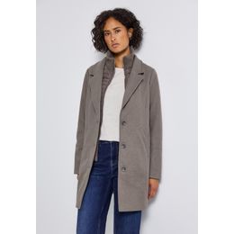 Wollmantel Street One, Damen, Gr. 46, sandy mocca meliert, Stoff, Obermaterial: 90% Polyester, 10% Viskose. Futter: 100% Polyester. Inlay: 100% Polyester, unifarben, comfort fit normal, V-Ausschnitt, normaler Saum, M&auml;ntel, in Woll-Optik