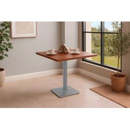 Bistrotisch Brasileiro / nussbaumfarben / 60x60 / S&auml;ulen-Gestell eckig Silber