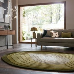 Teppich FLAIR RUGS "PUDDLE OMBRE WOOL", gr&uuml;n, B:160cm H:11mm L:230cm, Wolle, Teppiche, Teppich, Wollteppich in Pf&uuml;tzenform