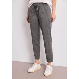 Jogger Pants Street One, Damen, Gr. 34, L&auml;nge 28, charcoal grau, Web, 97% Baumwolle, 3% Elasthan, unifarben, loose fit kn&ouml;chelfrei, Hosen, aus Baumwolle mit Stretchanteil