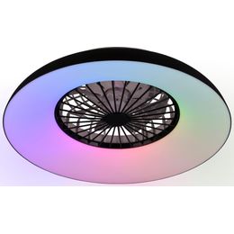 REALITY LEUCHTEN LED Deckenleuchte "SVAERHOLT mit Ventilator, gro&szlig;er Deckenventilator &Oslash; 60cm mit RGB Licht", schwarz, 1, &Oslash; 60cm H: 19,5cm, 1 Stk., Leuchten, 5-Stufen Ventilator Fernbedienung RGB Farbwechsel 4500 Lumen CCT, LED Deckenleuchte