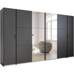 Schwebet&uuml;renschrank Rauch "Kleiderschrank Dreht&uuml;renschrank Schrank Garderobe KRONACH", grau (graumetallic, griffleisten grau, mit 2 spiegel), B:354cm H:210cm T:59cm, Holzwerkstoff, Schr&auml;nke, Schwebet&uuml;renschrank, Kombischrank optional mit 1 oder 2 Spiegel viele B&ouml;den MADE IN GERMANY