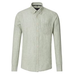 Leinenhemd Casamoda "Casamoda Leinenhemd uni", Herren, Gr. L, Normalgr&ouml;&szlig;en, gr&uuml;n (306 gr&uuml;n), 100% Leinen, unifarben, l&auml;ssig geschnitten, Hemden