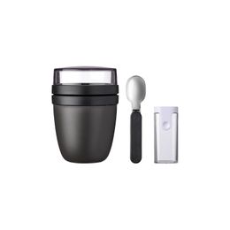Lunchbox Mepal "Lunchpot + Faltbarer L&ouml;ffel Ellipse 500 + 200 ml", schwarz (nordic schwarz), Lebensmittelaufbewahrungsbeh&auml;lter, Lunchbox