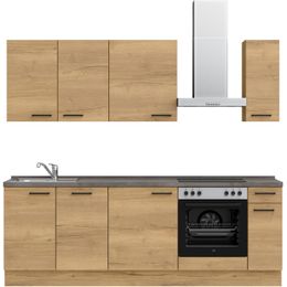 K&uuml;chenzeile Nobilia "Structura I", NEU: individuell anpassbar mit gratis Profi-Beratung", braun (k&uuml;che: braun, korpus: eiche sierra nachbildung, arbeitsplatte: beton schiefergrau nachbildung), B:240,3cm H:216,6cm T:60cm, Komplettk&uuml;chen-Sets, K&uuml;chenzeile, vormontiert, Breite 240 cm, Ausrichtung w&auml;hlbar, wahlw. mit E-Ger&auml;ten