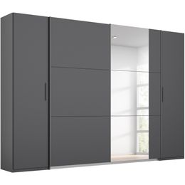 Schwebet&uuml;renschrank Rauch "Kleiderschrank Dreht&uuml;renschrank Schrank Garderobe KRONACH", grau (graumetallic, griffleisten grau, mit 1 spiegel), B:268cm H:210cm T:59cm, Holzwerkstoff, Schr&auml;nke, Schwebet&uuml;renschrank, Kombischrank optional mit 1 oder 2 Spiegel viele B&ouml;den MADE IN GERMANY