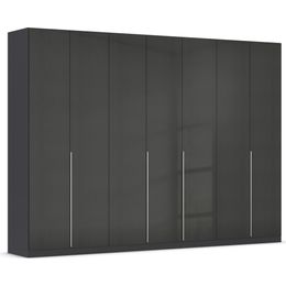 Dreht&uuml;renschrank OTTO HOME "Kleiderschrank Schrank Garderobe AGORDO Schlafzimmer", grau (graumetallic, effektgrau hochglanz), B:315cm H:229cm T:54cm, Holzwerkstoff, Schr&auml;nke, Dreht&uuml;renschrank, durchdachte Innenausstattung, in 8 Breiten und 2 H&ouml;hen MADE IN GERMANY, Topseller