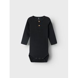 Langarmbody name it "NBMKAB LS BODY NOOS", Jungen, Gr. 50, N-Gr, schwarz, Feinripp, Obermaterial: 57% Baumwolle, 38% Modal, 5% Elasthan, unifarben, regular fit, Rundhals, Bodys