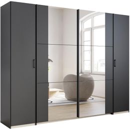 Schwebet&uuml;renschrank Rauch "Kleiderschrank Dreht&uuml;renschrank Schrank Garderobe KRONACH", graumetallic, griffleisten grau, mit 2 spiegel, B:268cm H:210cm T:59cm, Holzwerkstoff, Schr&auml;nke, Schwebet&uuml;renschrank, Kombischrank optional mit 1 oder 2 Spiegel viele B&ouml;den MADE IN GERMANY