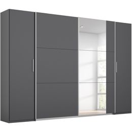 Schwebet&uuml;renschrank Rauch "Kleiderschrank Dreht&uuml;renschrank Schrank Garderobe KRONACH", graumetallic, griffleisten alu, mit 1 spiegel, B:268cm H:210cm T:59cm, Holzwerkstoff, Schr&auml;nke, Schwebet&uuml;renschrank, Kombischrank optional mit 1 oder 2 Spiegel viele B&ouml;den MADE IN GERMANY