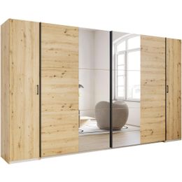 Schwebet&uuml;renschrank Rauch "Kleiderschrank Dreht&uuml;renschrank Schrank Garderobe KRONACH", eiche artisan, griffleisten grau, mit 2 spiegel, B:354cm H:210cm T:59cm, Holzwerkstoff, Schr&auml;nke, Schwebet&uuml;renschrank, Kombischrank optional mit 1 oder 2 Spiegel viele B&ouml;den MADE IN GERMANY