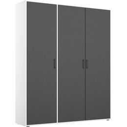 Kleiderschrank Rauch "VOYAGER Garderobe W&auml;scheschrank Schlafzimmer", wei&szlig; (alpinwei&szlig;, graumetallic, griffe graumetallic), B:140cm H:194cm T:53cm, Holzwerkstoff, Schr&auml;nke, Kleiderschrank, mit 2 modernen Griffvarianten, viel Stauraum MADE IN GERMANY