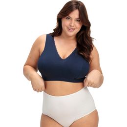 sheego Damen B&uuml;gelloser BH in Bustier-Form, im Doppelpack marine+wei&szlig; Gr&ouml;&szlig;e 105F