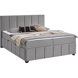 Boxbett Home Affaire "Bellah inkl. Bettkasten, erh&auml;ltlich in der Breite 180x200cm", grau, B:186cm L:209cm, Stoffbezug Nordic (100% Polyester), Komplettbetten, inkl. PU-Schaum-Topper